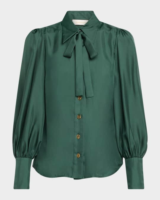 Zimmermann Illustration Blouson Silk Shirt | Neiman Marcus