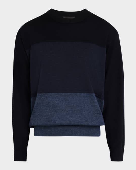 Emporio Armani Men's Wool Color Block Crewneck Sweater | Neiman Marcus