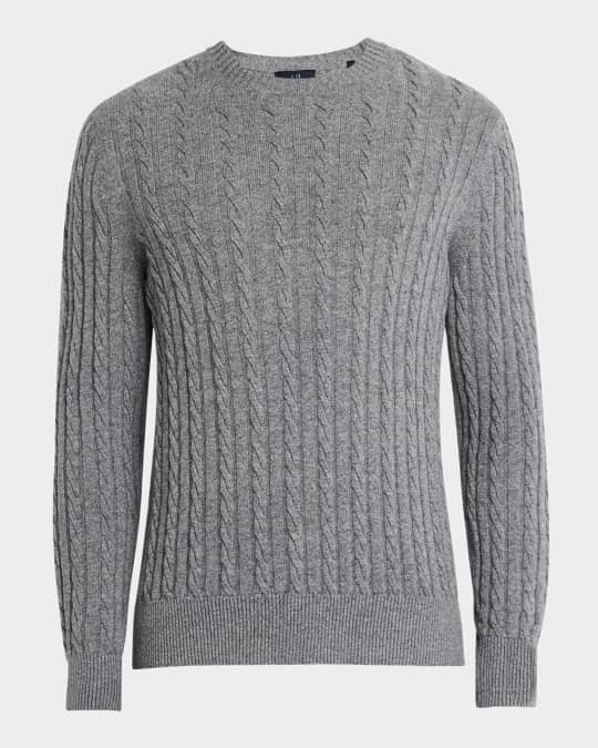 dunhill Men's Cashmere Cable Knit Crewneck Sweater | Neiman Marcus