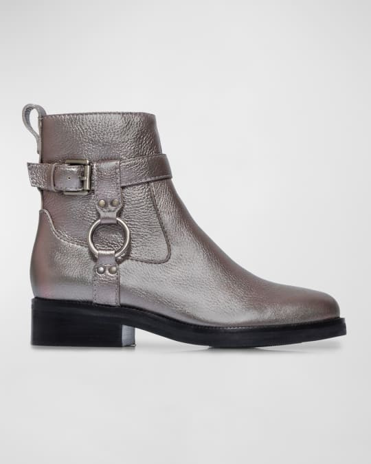Bernardo Trya Metallic Harness Moto Booties | Neiman Marcus