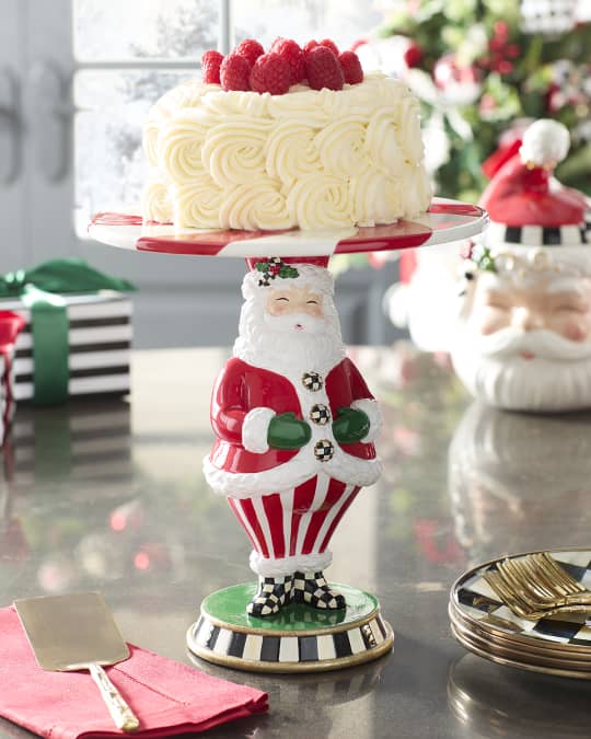 MacKenzie-Childs Nick's Pick Santa Pedestal Platter | Neiman Marcus
