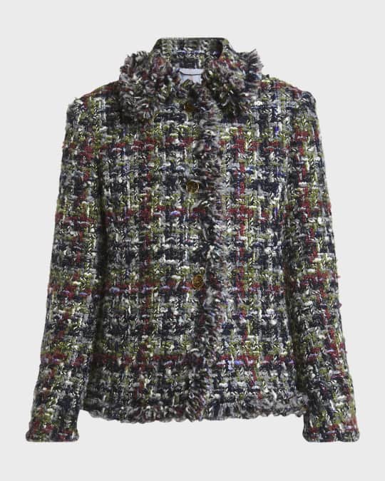 Etro Textured Fringe Metallic Tweed Coat | Neiman Marcus