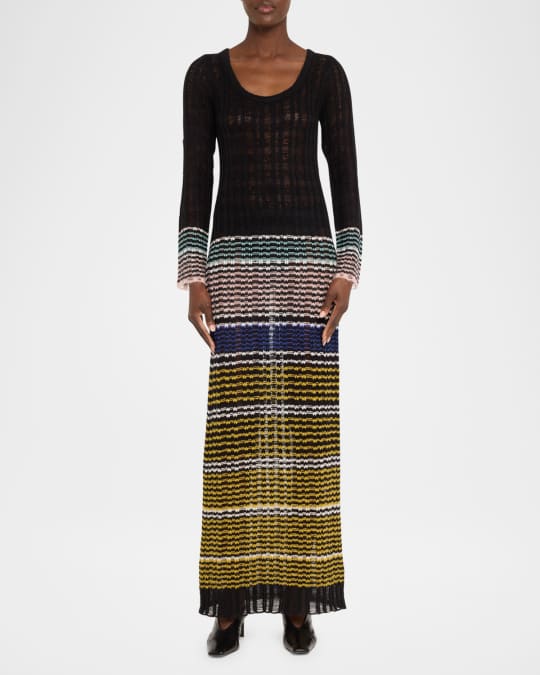 ZANKOV Raina Stripe Wool Maxi Dress | Neiman Marcus