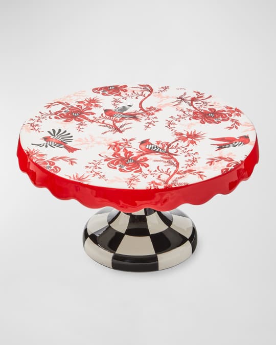 MacKenzie-Childs Cardinal Toile Small Pedestal Platter | Neiman Marcus