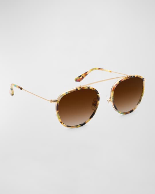 KREWE Chartres Mixed-Media Aviator Sunglasses | Neiman Marcus