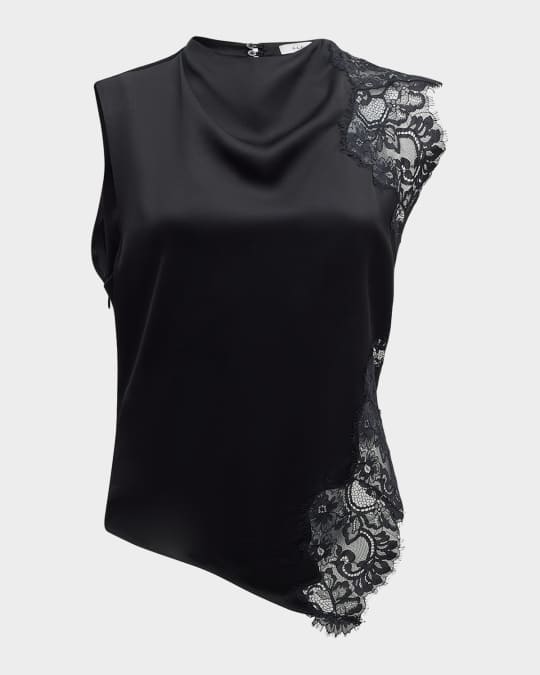 A.L.C. Gracie Satin and Lace Sleeveless Top | Neiman Marcus