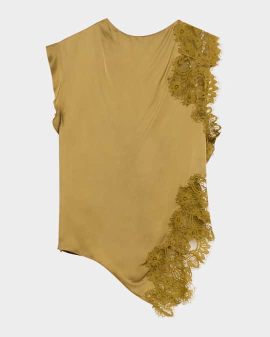 A.L.C. Gracie Satin and Lace Sleeveless Top | Neiman Marcus