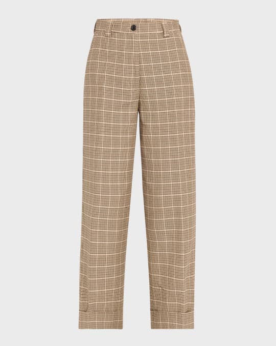 Dries Van Noten Pakora Houndstooth Wide Leg Pants | Neiman Marcus