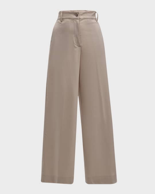 Max Mara Ermes Wide-Leg Stretch Wool Trousers | Neiman Marcus
