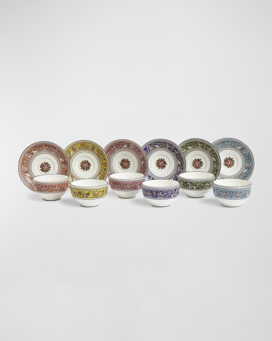 Wedgwood Florentine Assorted Tea Bowls & Saucers, Set of 6 | Neiman Marcus