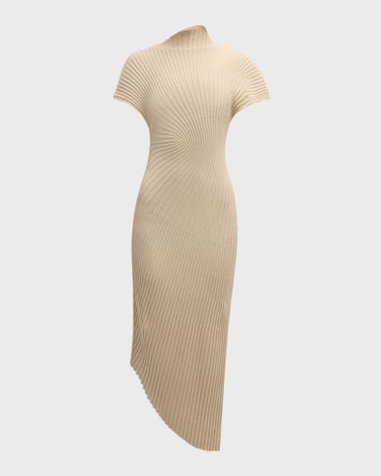 Cult Gaia Chrysta Asymmetric Mock-Neck Cotton Knit Midi Dress | Neiman ...