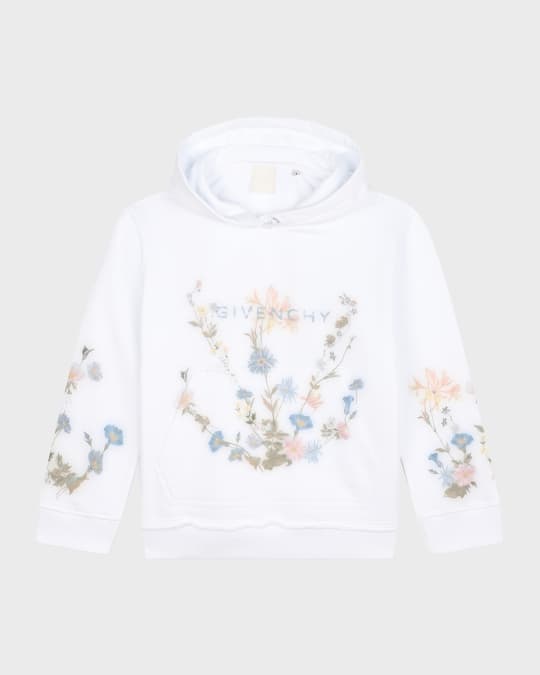 Givenchy Girl's Floral-Print Hoodie W/ Logo, Size 8-14 | Neiman Marcus