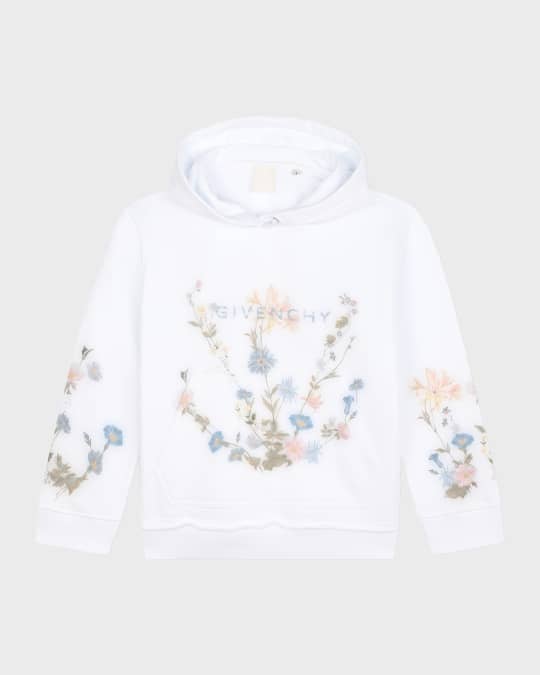 Givenchy Girl's Floral-Print Hoodie W/ Logo, Size 4-6 | Neiman Marcus