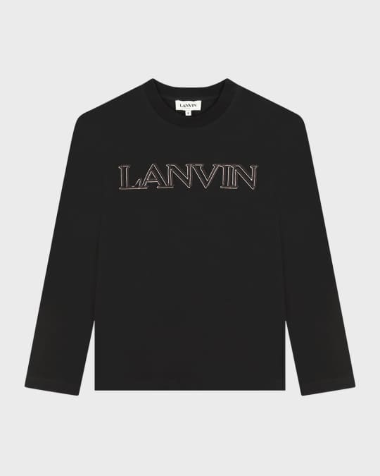 Lanvin Girl's Embroidered Logo-Print T-Shirt, Size 4-6 | Neiman Marcus