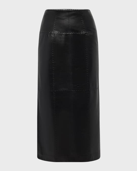 Ulla Johnson Enid Lambskin Leather Midi Skirt | Neiman Marcus