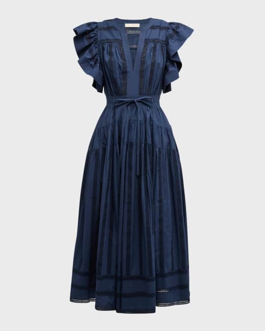 Ulla Johnson Emery Flutter A-Line Midi Dress | Neiman Marcus