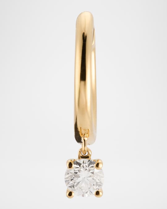 Anita Ko 18K Yellow Gold Huggie Earring with Round Diamond Drop, Single ...