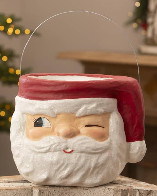 Bethany Lowe Retro Winking Santa Bucket Christmas Decor | Neiman Marcus