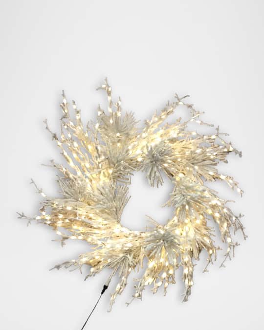 D. Stevens 42" Twig Wreath W/ Flocked Branches, White 420 Warm White ...