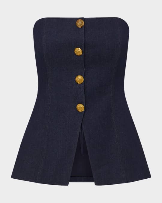 Veronica Beard Forman Strapless Denim Top | Neiman Marcus