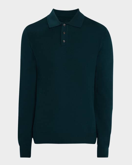 Neiman Marcus Men's Lightweight Milano Stitch Polo Sweater | Neiman Marcus