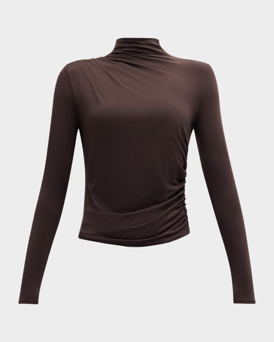 Veronica Beard Mylie Ruched Knit Turtleneck Top | Neiman Marcus