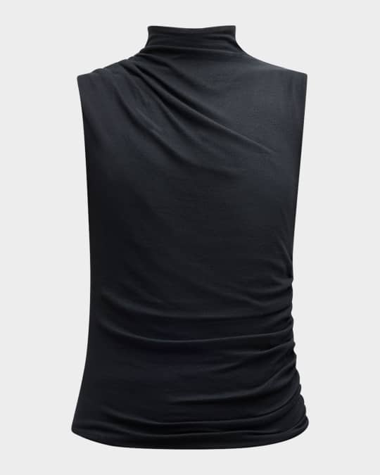 Veronica Beard Mylie Ruched Mock-Neck Top | Neiman Marcus