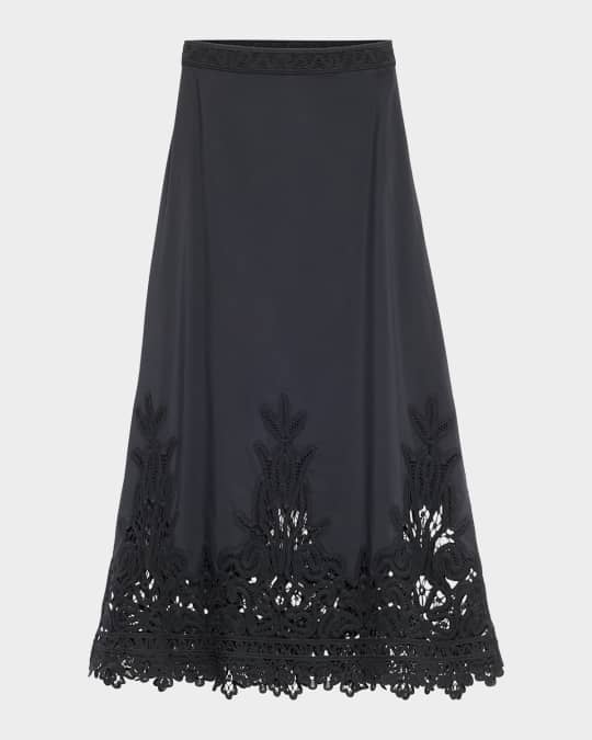 Ulla Johnson Karlyn A-Line Lace Trim Skirt | Neiman Marcus
