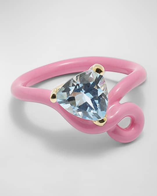 Bea Bongiasca Pink Enamel Blue Topaz Vine Statement Ring | Neiman Marcus