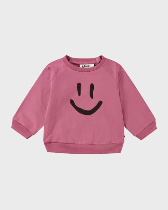 Molo Girl's Disc Happy Face Sweatshirt, Size 3M-2 | Neiman Marcus