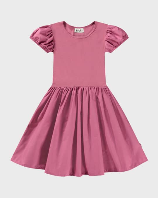 Molo Girl's Cleopatra Combo Puff Sleeve Dress, Size 3T-6 | Neiman Marcus