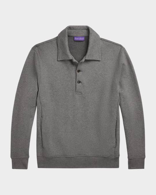Ralph Lauren Purple Label Men's Fleece Collared Sweatshirt | Neiman Marcus