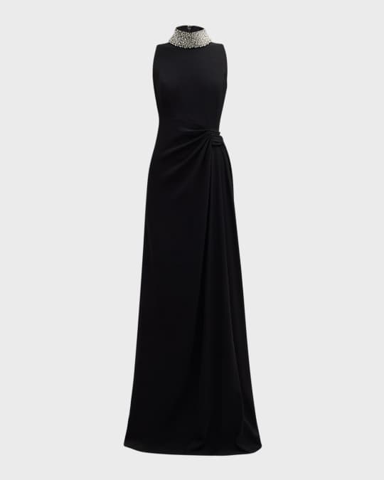 Rickie Freeman for Teri Jon Embellished Mock-Neck Gown | Neiman Marcus