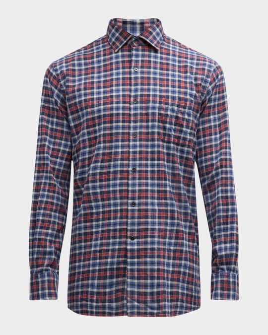 Peter Millar Men's Gander Cotton Plaid Sport Shirt | Neiman Marcus