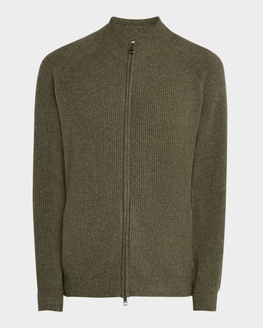 Peter Millar Men's Crescent Ribbed Full-Zip Sweater | Neiman Marcus