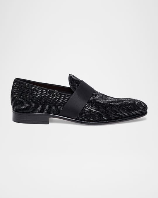 Santoni Men's Isomer Crystal-Embellished Loafers | Neiman Marcus