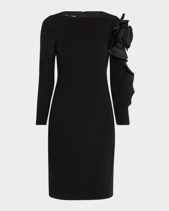Rickie Freeman for Teri Jon Bodycon Ruffle Applique Crepe Dress ...