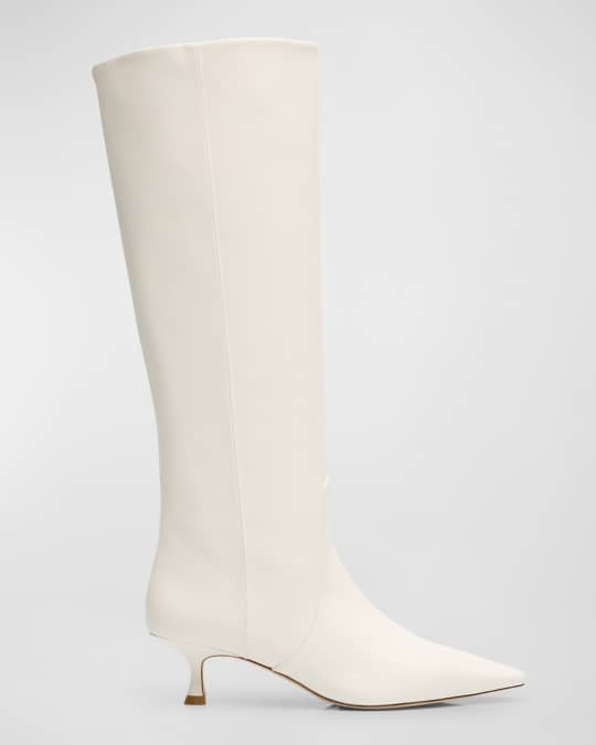 Stuart Weitzman Naomi Leather Kitten Boots | Neiman Marcus