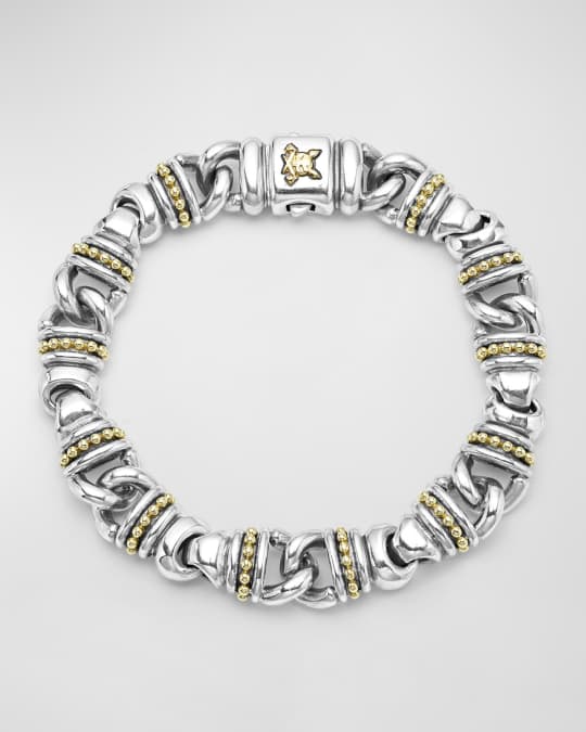LAGOS Men's Sterling Silver and 18K Gold Lock Curb Krunch Link Bracelet ...