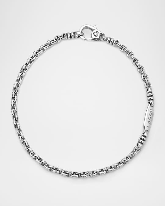 LAGOS Men's Anthem Double Link Caviar Chain Bracelet, 3mm | Neiman Marcus