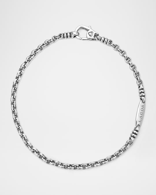 LAGOS Men's Sterling Silver Anthem Double Link Caviar Chain Bracelet ...