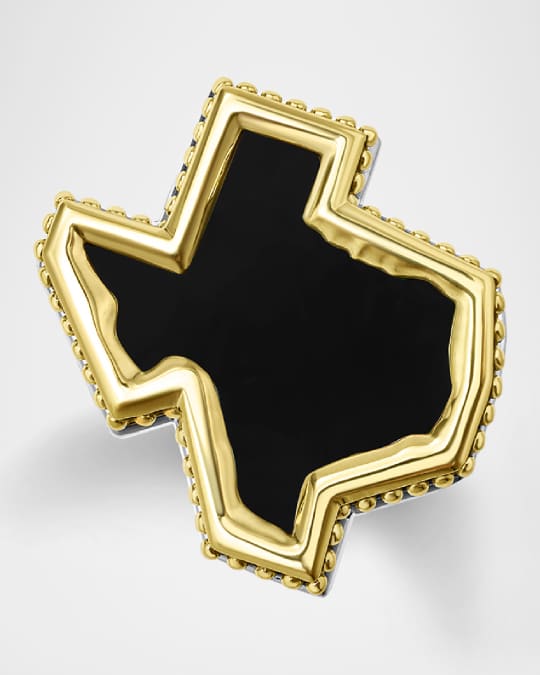 LAGOS Men's Sterling Silver and 18K Anthem Texas Black Agate Ring ...