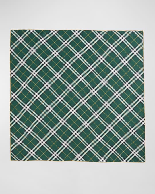 Burberry Green Check Silk Square Scarf | Neiman Marcus