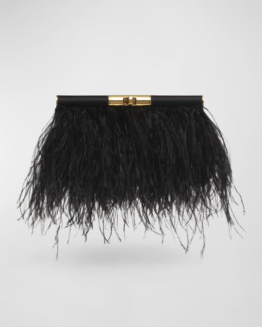 Dolce&Gabbana Marlene Medium Ostrich Feather Clutch Bag | Neiman Marcus