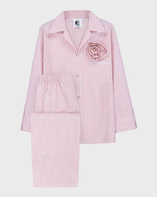 Sleeper The Rose Striped Cotton Pajama Set | Neiman Marcus