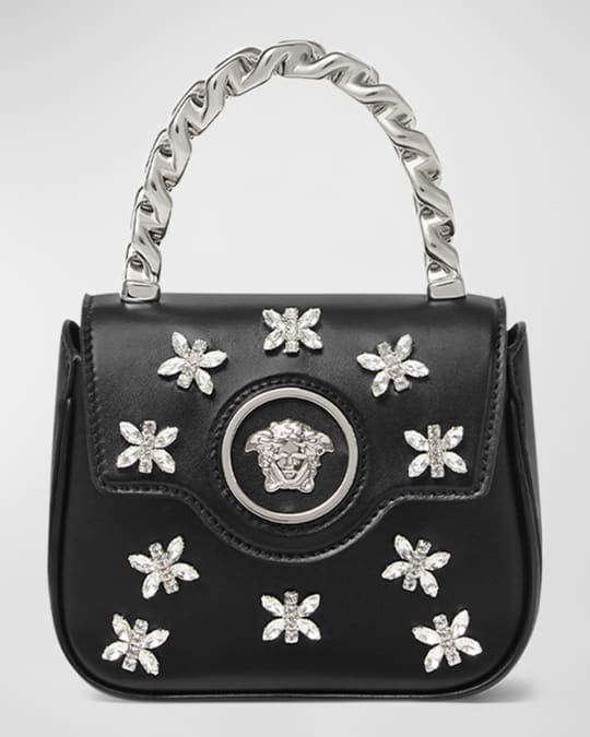 Versace La Medusa Mini Embellished Leather Top-Handle Bag | Neiman Marcus