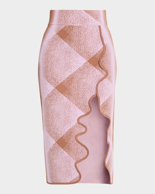 PH5 Holly Plaid Wavy Slit Midi Skirt | Neiman Marcus
