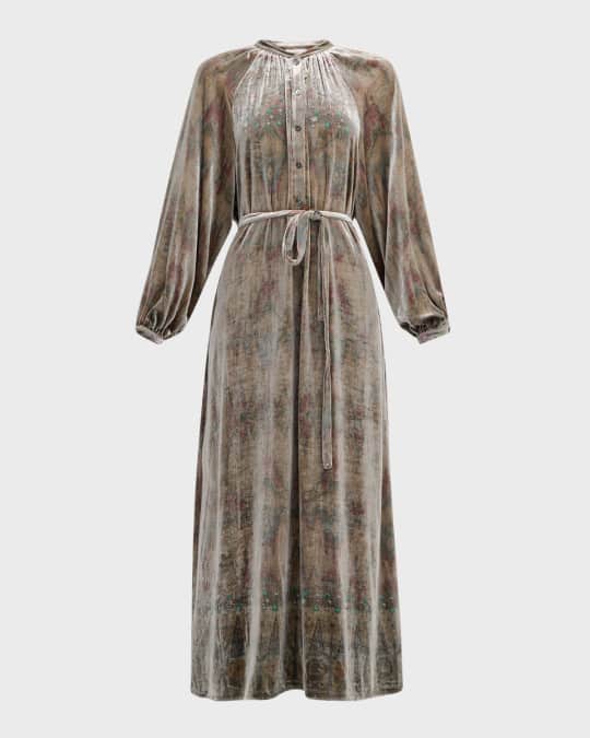 Pierre-Louis Mascia Abstract-Print Viscose-Silk Midi Dress | Neiman Marcus