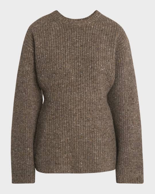 Co Ribbed Wool-Cashmere Crewneck Sweater | Neiman Marcus
