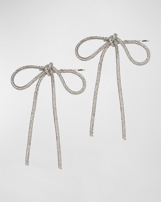 Jennifer Behr Ava Crystal Bow Bobby Pins, Set of 2 | Neiman Marcus